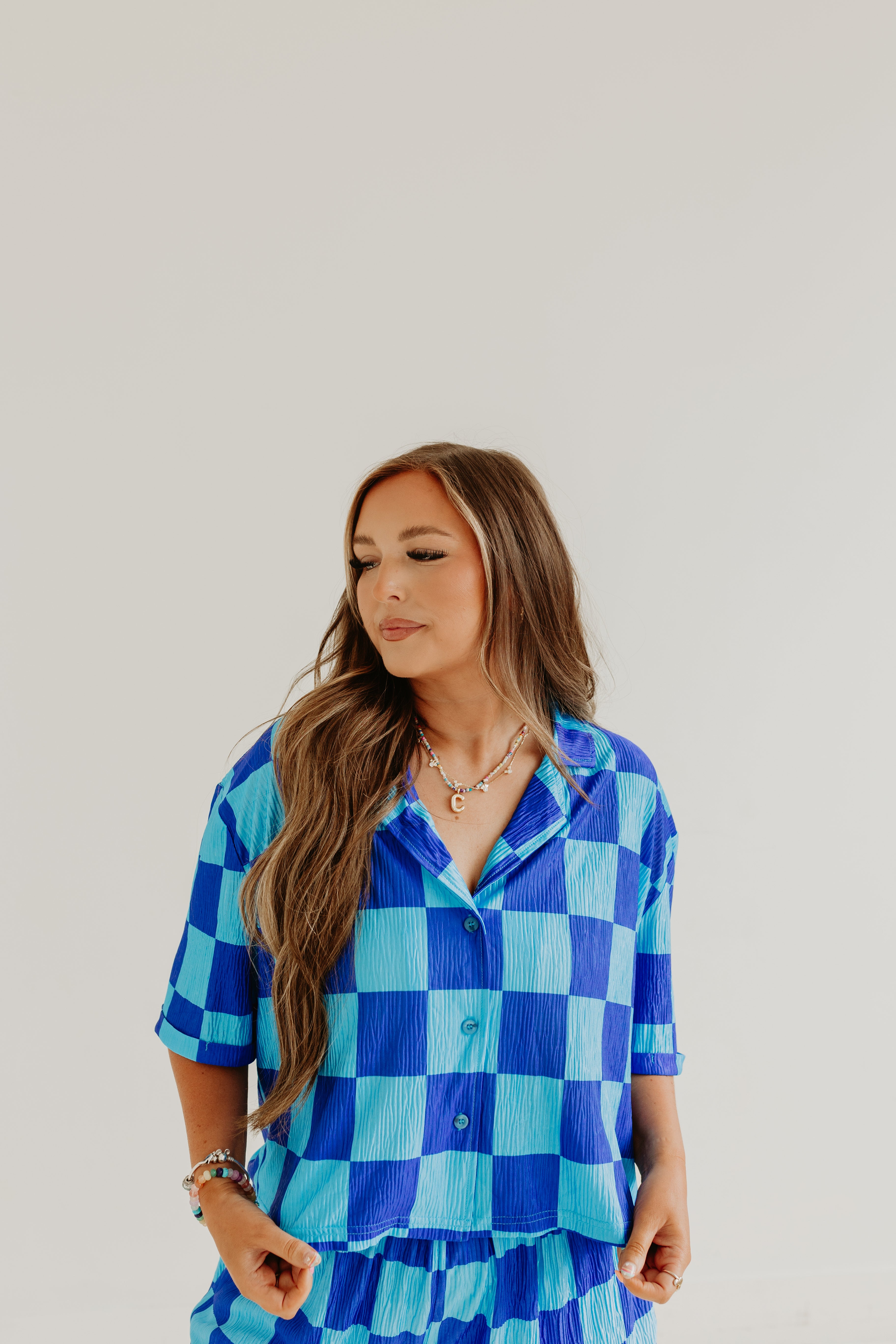 Blue Checkmate SS Top – Bourbon & Belles Boutique