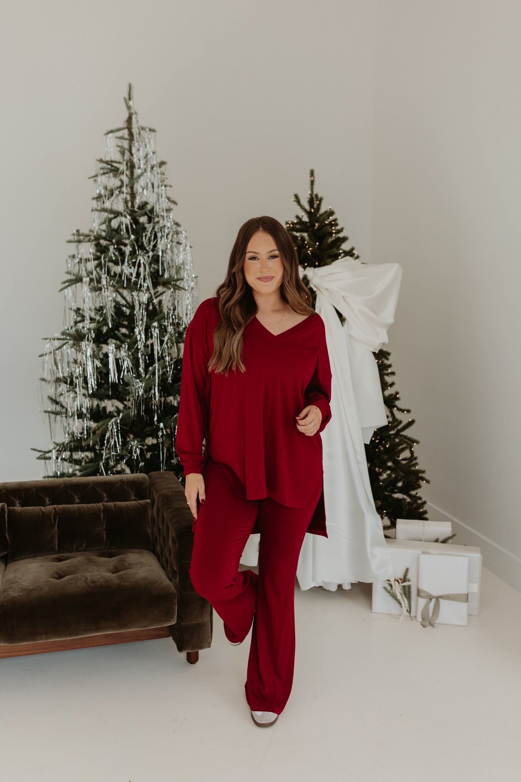 LONG SLEEVE CATLYN PANTS SET (RED) – Bourbon & Belles Boutique