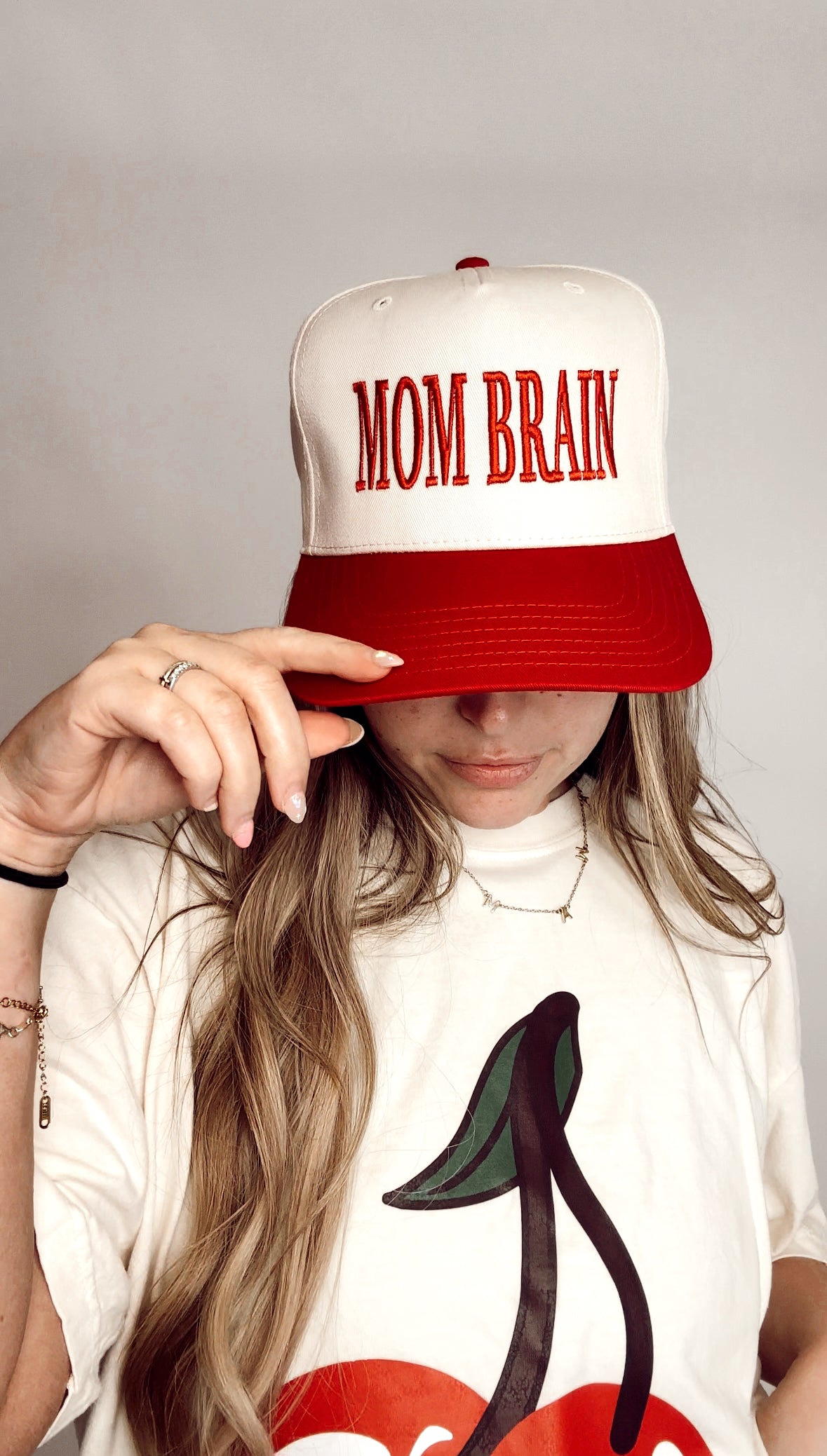 MOM BRAIN RED & KHAKI CAP – Bourbon & Belles Boutique